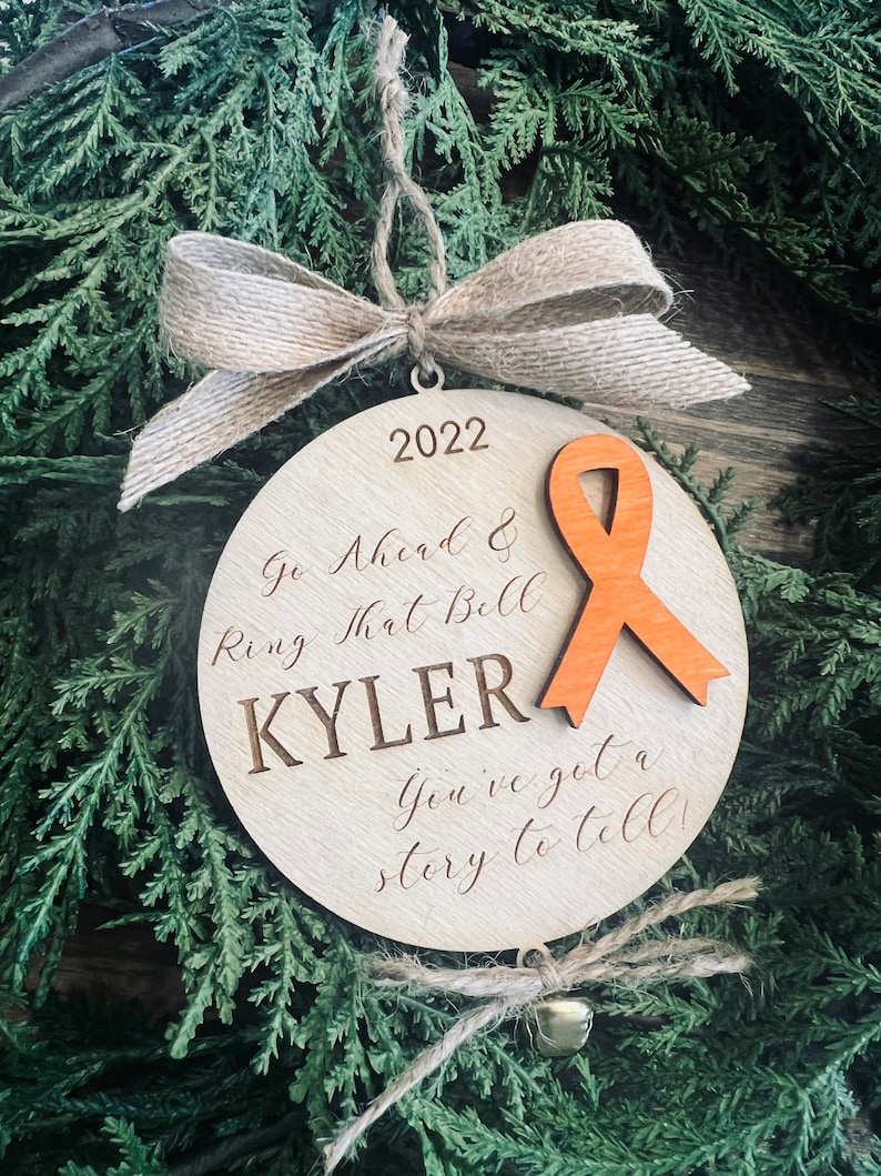 Cancer Ribbon Ring the Bell Chemo Ornament Personalized Engraved Custom ...