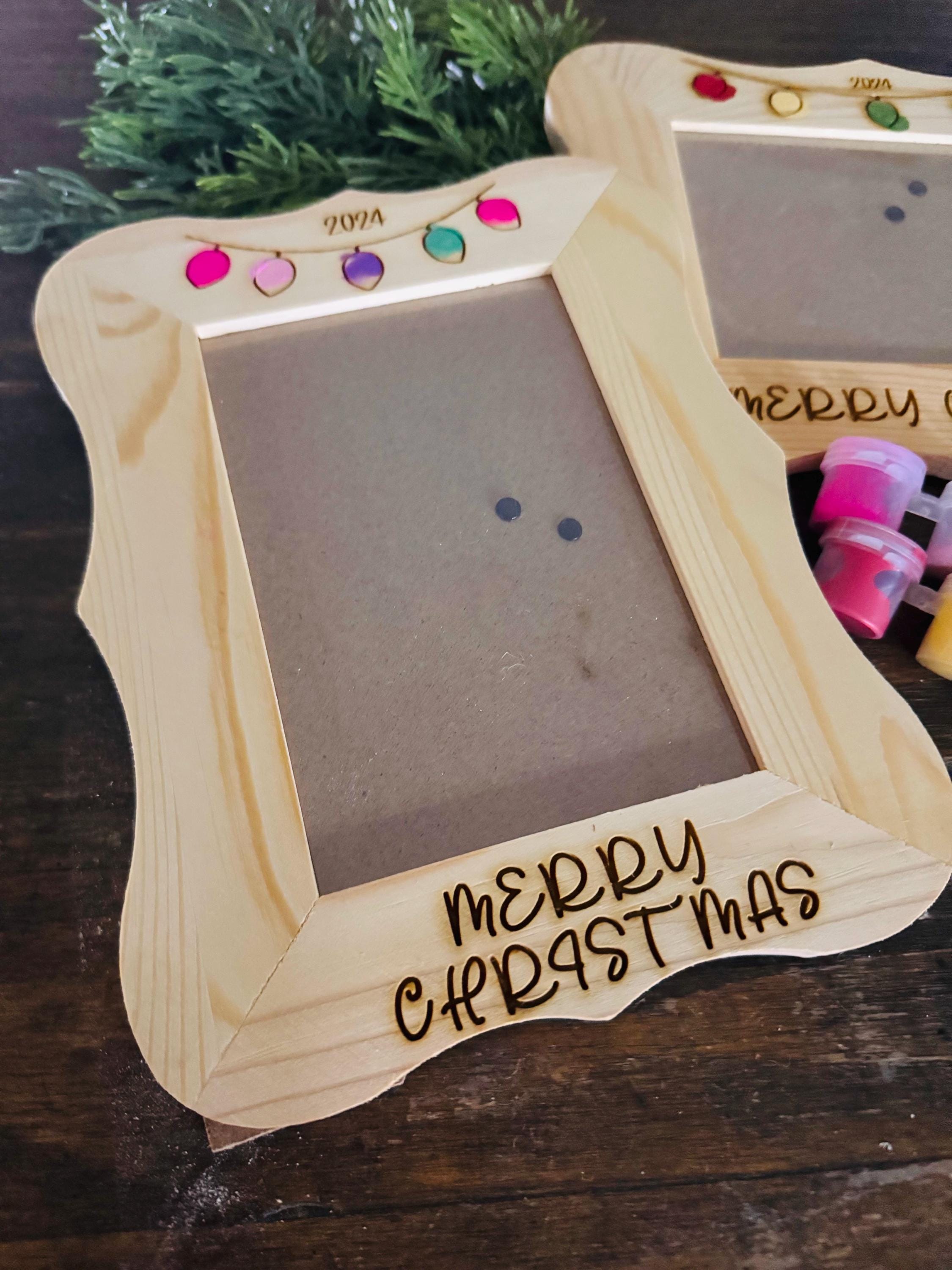 DIY Christmas Lights Picture Frame Fingerprint Art Craft Kids - Etsy