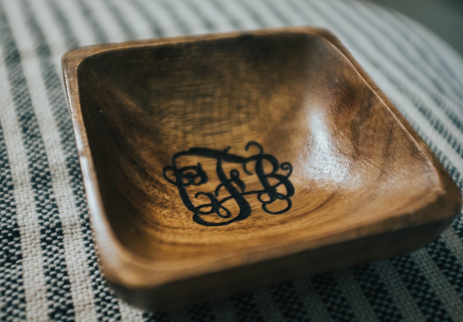 Laser Engraved Monogram Wooden Ring Dish - Etsy