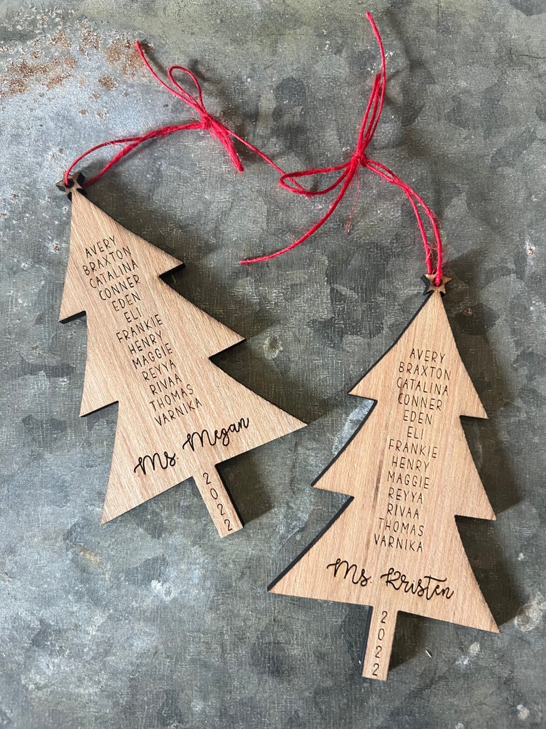 Custom Teacher Ornament Class Names Roster Year List Group - Etsy