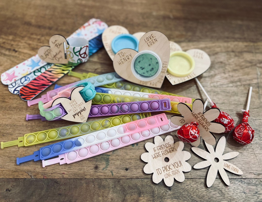 CUSTOM Valentines Slap Bracelets Fidget Popper Bracelets Play Doh ...