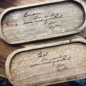 Custom Engraved Wooden Tray: Handwriting, Artwork, Love Letter - Etsy