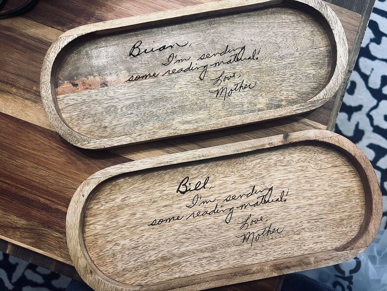 Custom Engraved Wooden Tray: Handwriting, Artwork, Love Letter - Etsy