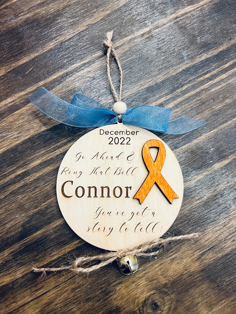 Cancer Ribbon Ring the Bell Chemo Ornament Personalized Engraved Custom ...