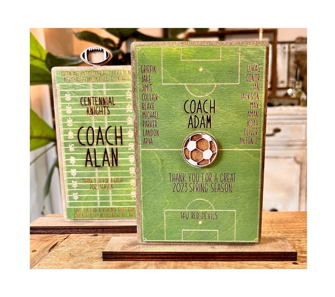 COACH Soccer Football Baseball Trophy Custom Personalized Laser ...