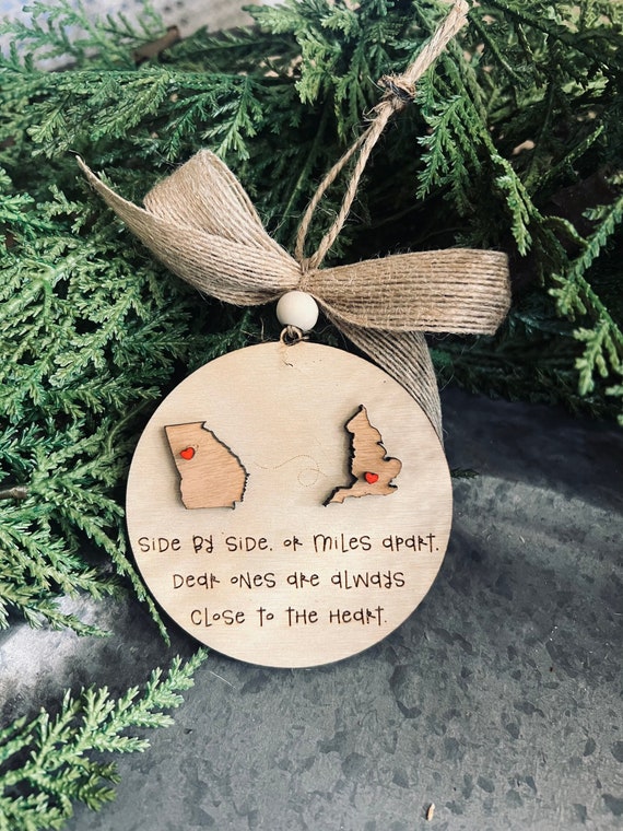 Custom Location State Country Ornament Wooden Laser Cut Miles - Etsy