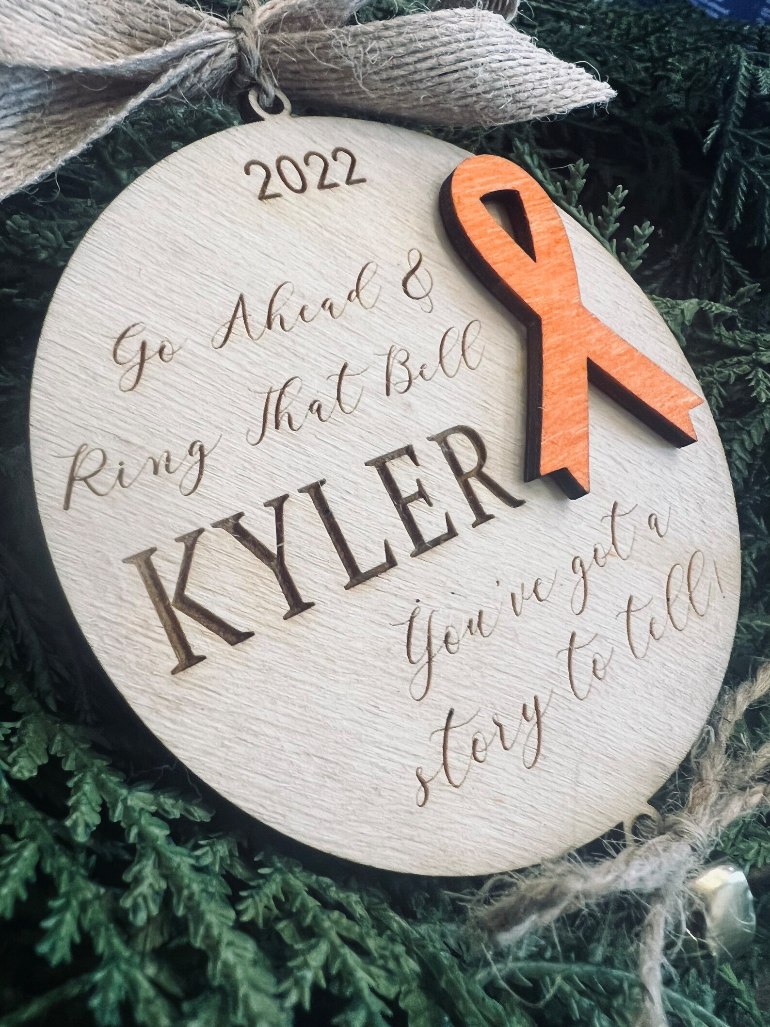 Cancer Ribbon Ring the Bell Chemo Ornament Personalized Engraved Custom ...
