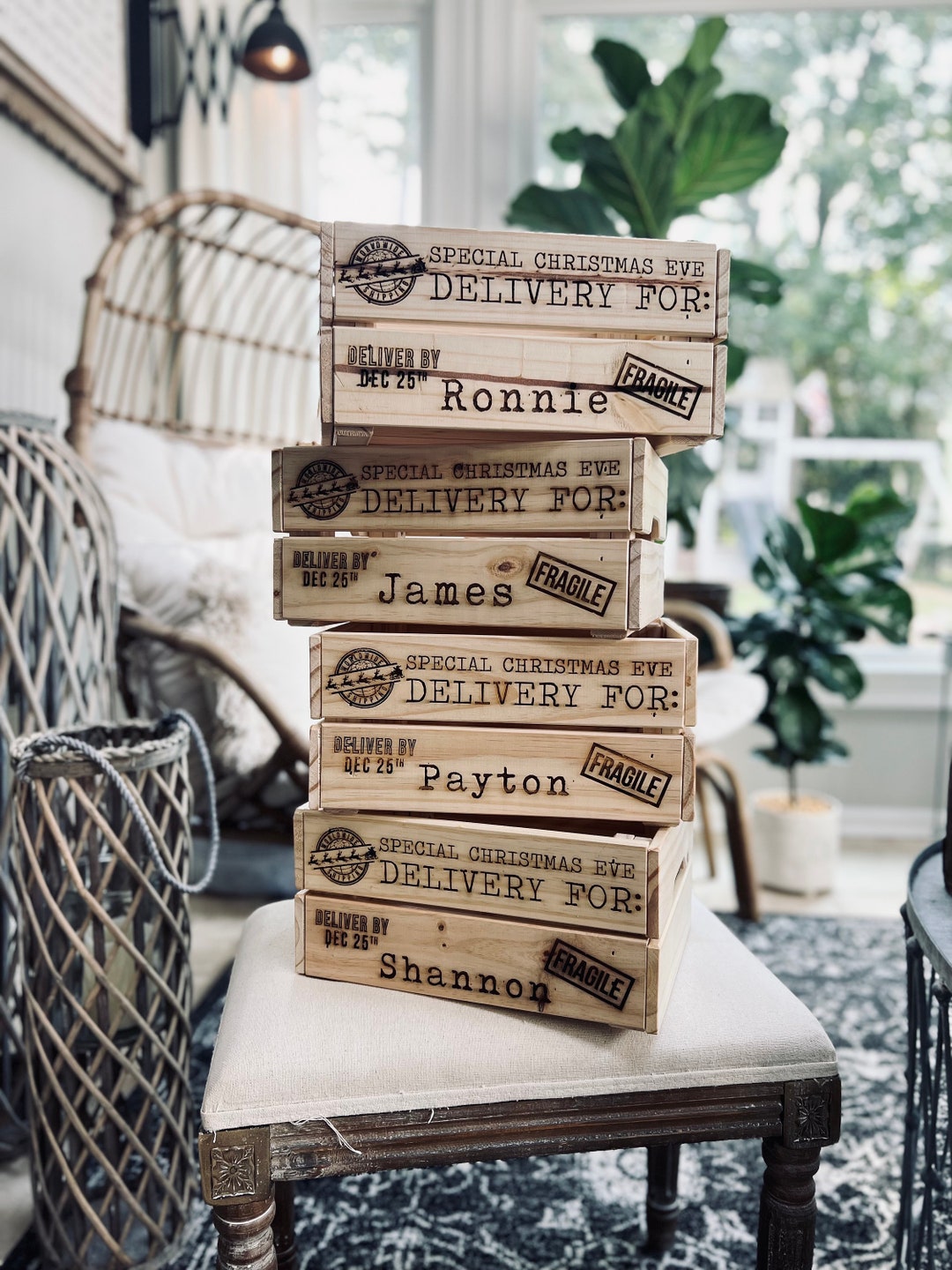 Christmas Eve Crate FULLY ASSEMBLED Santa Delivery Elf Custom Engraved ...