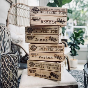 Christmas Eve Crate FULLY ASSEMBLED Santa Delivery Elf Custom Engraved ...