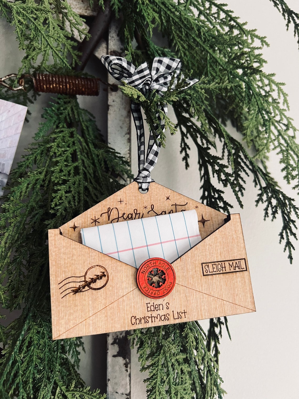 Dear Santa Envelope Ornament Santas List Wooden Personalized - Etsy