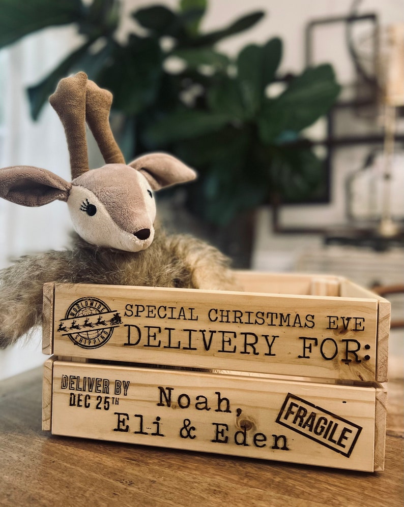 Christmas Eve Crate FULLY ASSEMBLED Santa Delivery Elf Custom - Etsy