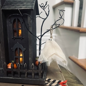 Mini Ghosts Halloween Ornaments Spooky Haunted House Cheesecloth Set of ...