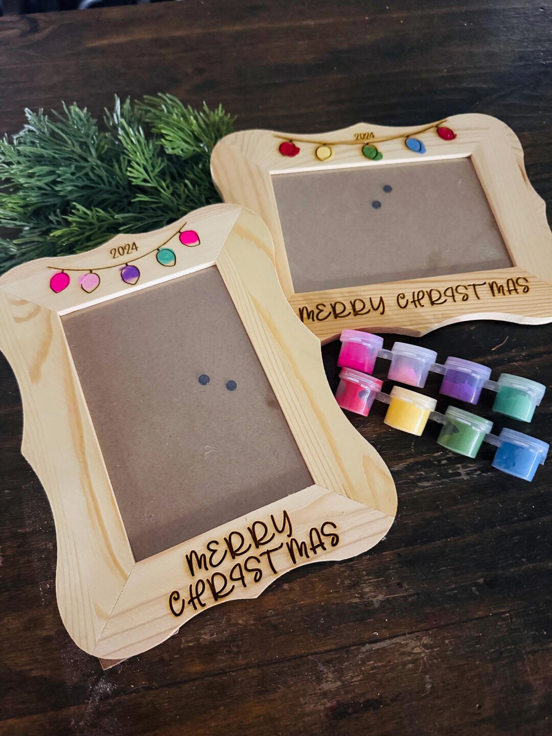 DIY Christmas Lights Picture Frame Fingerprint Art Craft Kids - Etsy