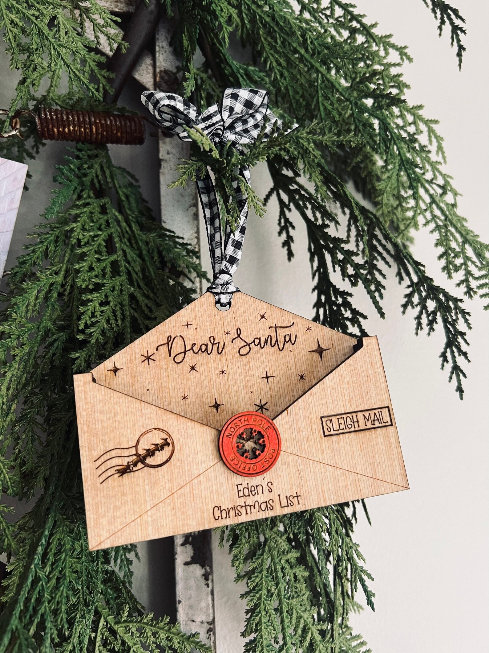 Dear Santa Envelope Ornament Santas List Wooden Personalized - Etsy