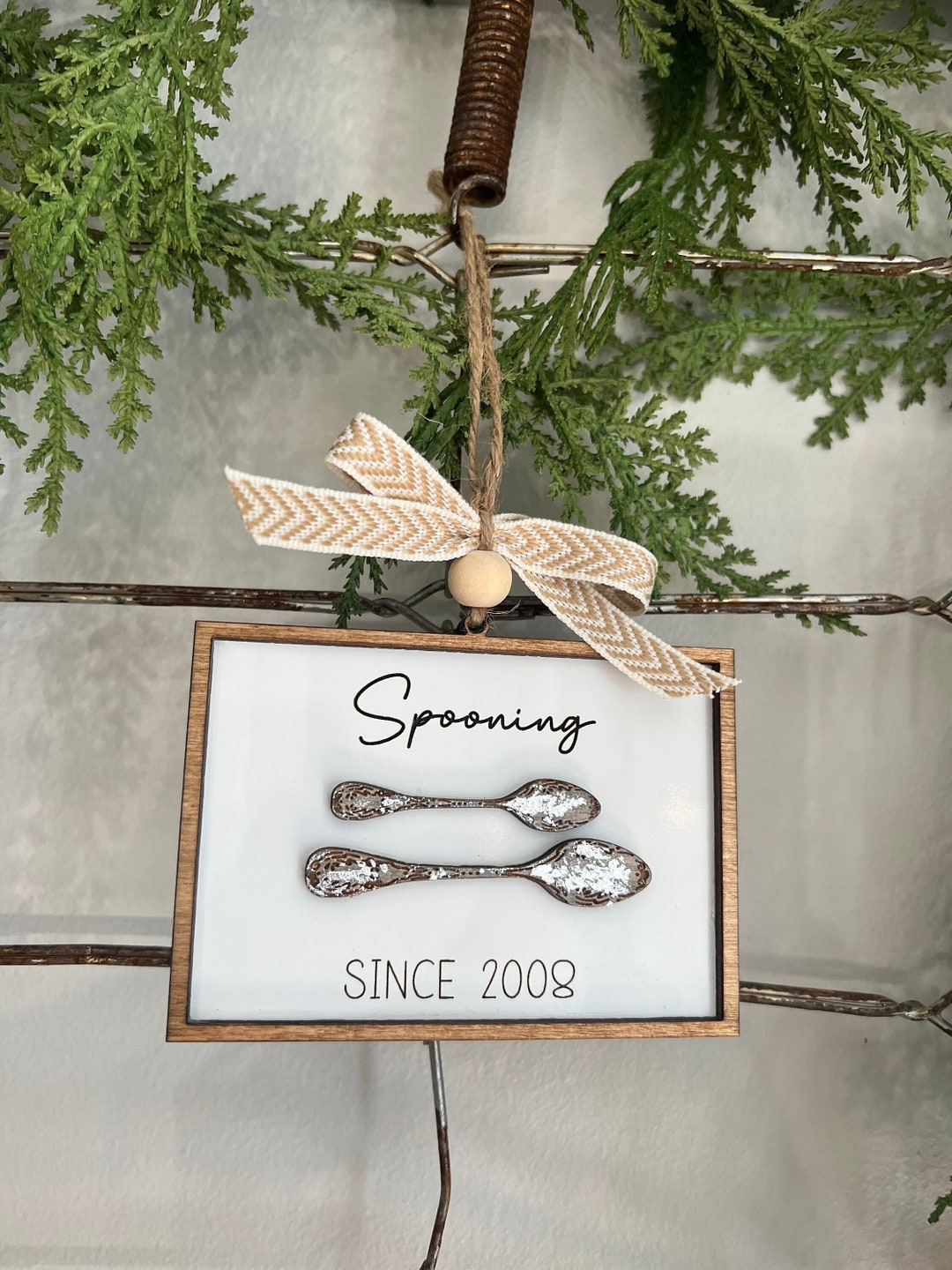 Engraved Wooden 'spooning Since' Ornament, Anniversary Gift - Etsy