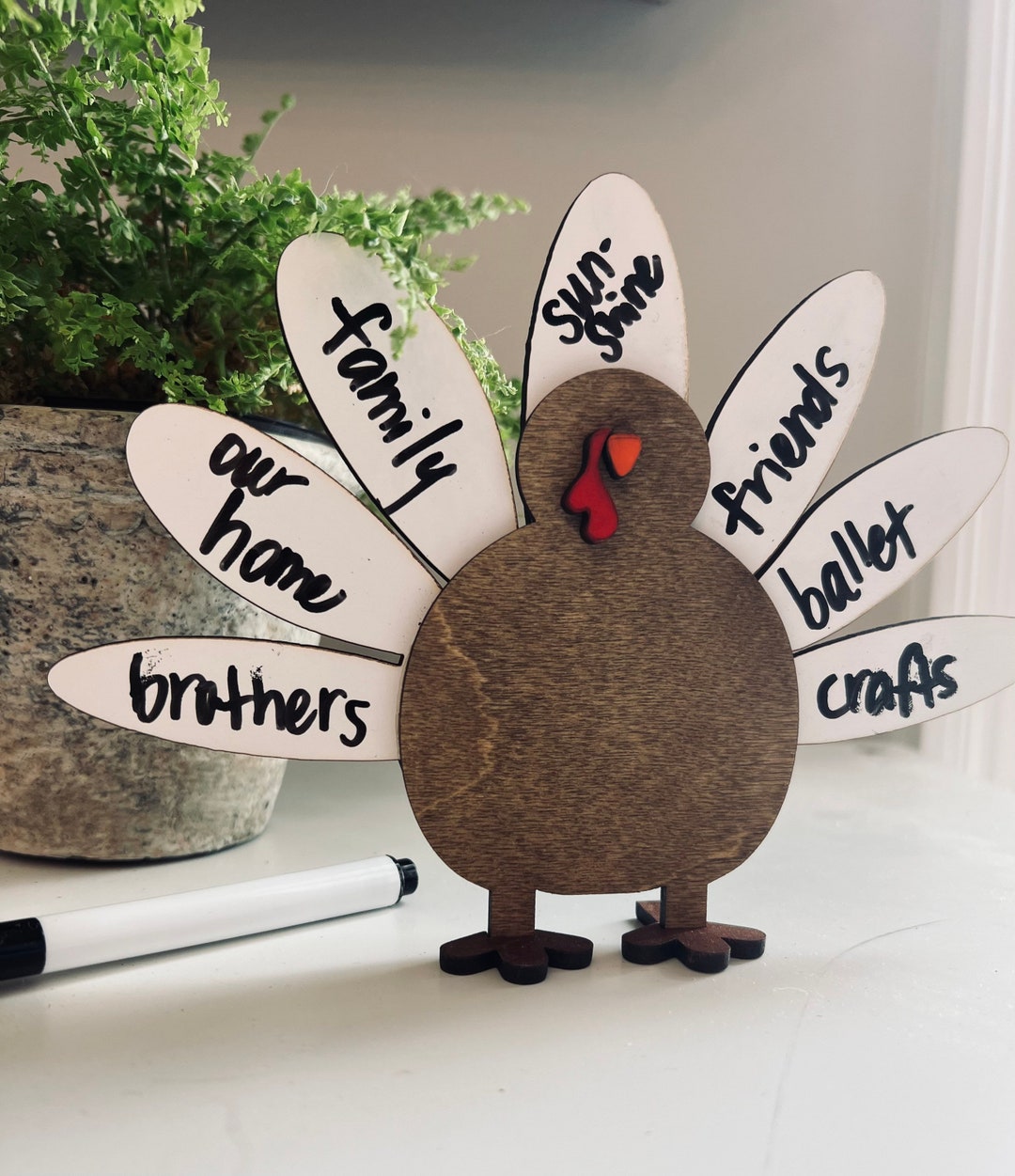 Dry Erase Thankful for Standing Wooden Turkey Family Kids Children ...