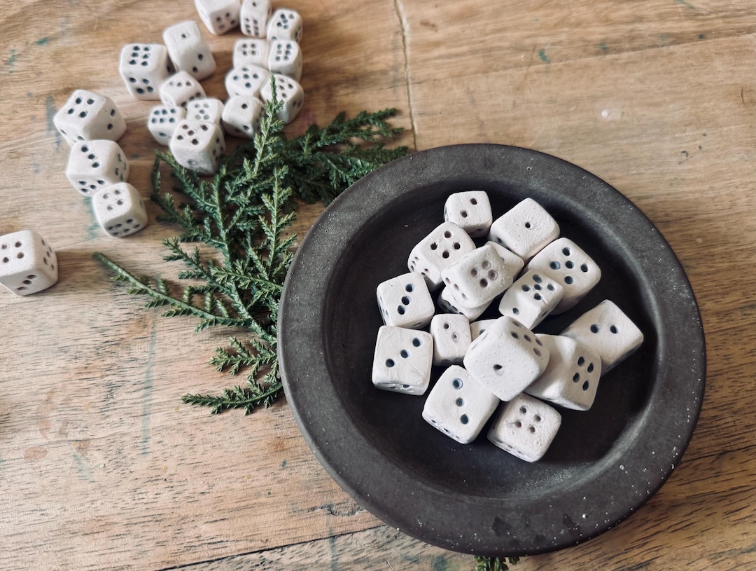 Antique Made to Order Ceramic Dice Set of Clay Neutral Game Room - Etsy