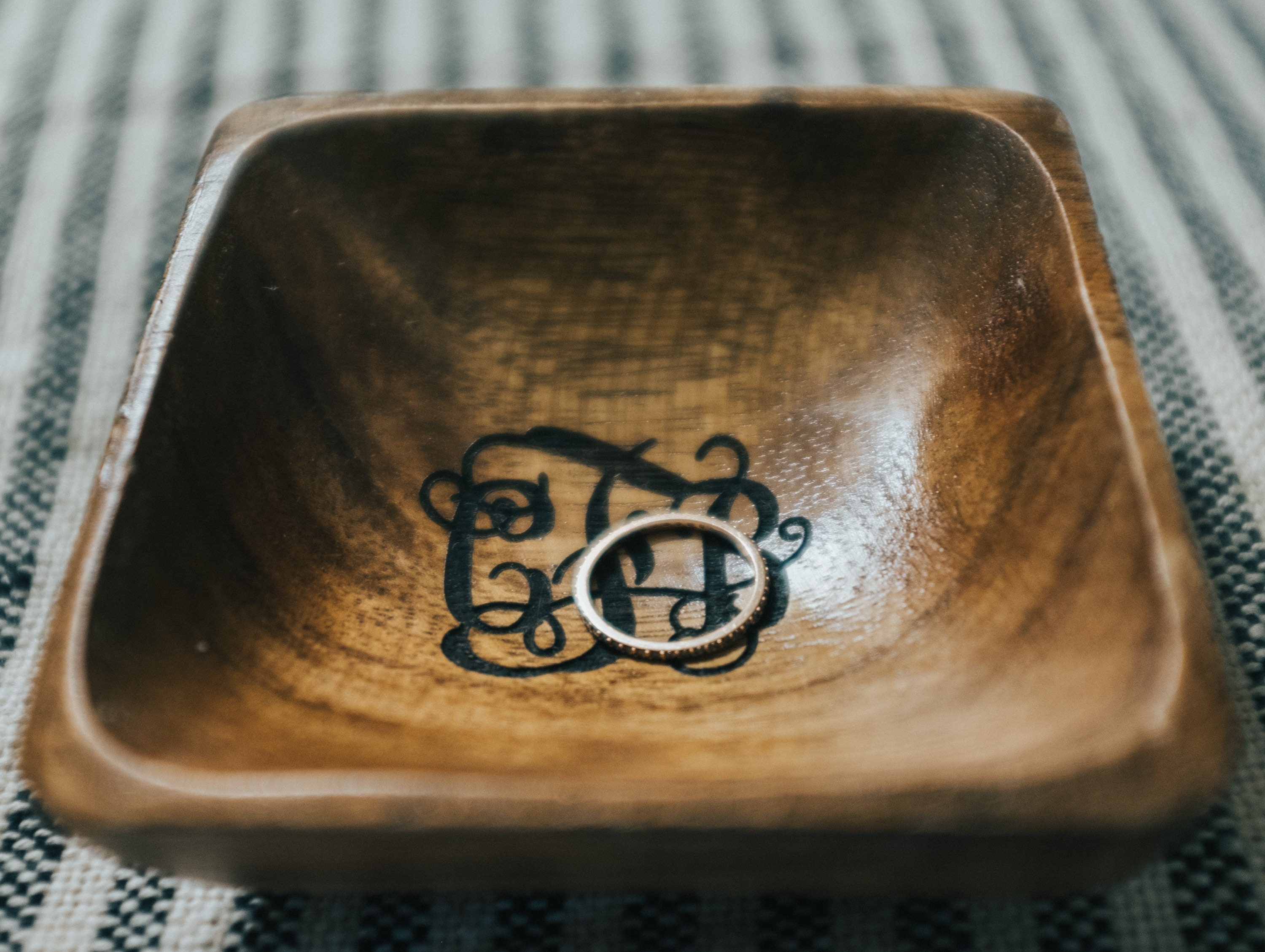 Laser Engraved Monogram Wooden Ring Dish | Etsy