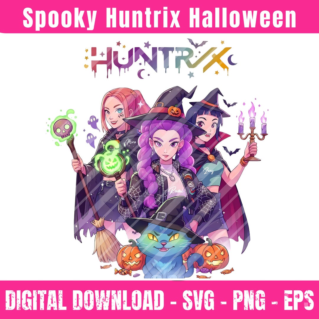 Spooky Huntrix Halloween PNG, Kpop Demon Hunters Clipart, Saja Girls ...
