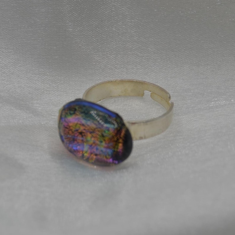 Pink and Blue Sparkle - Unique Dichroic Fused Glass Ring - Etsy