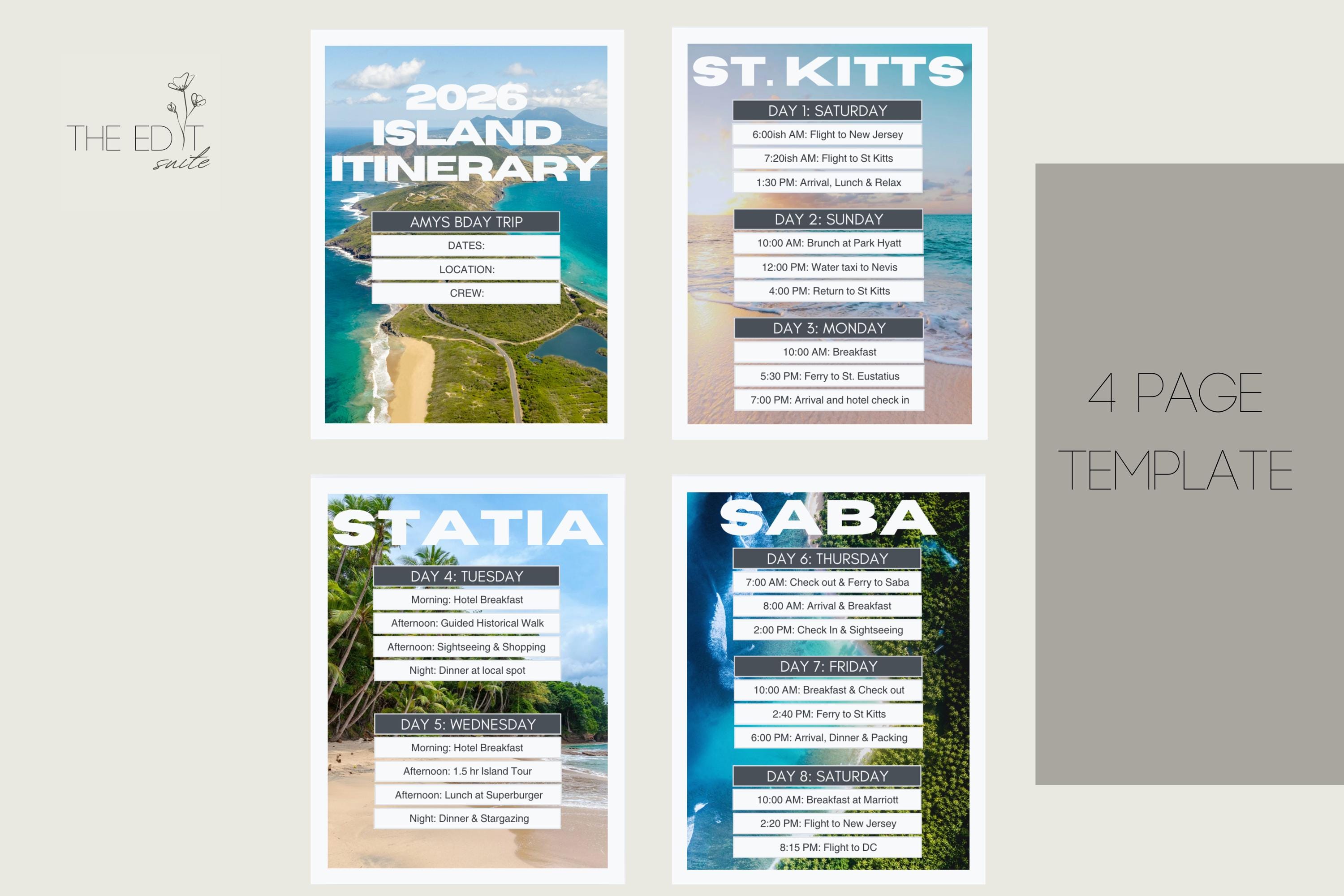 Editable Trip Itinerary Template | Multi-destination Travel Planner ...