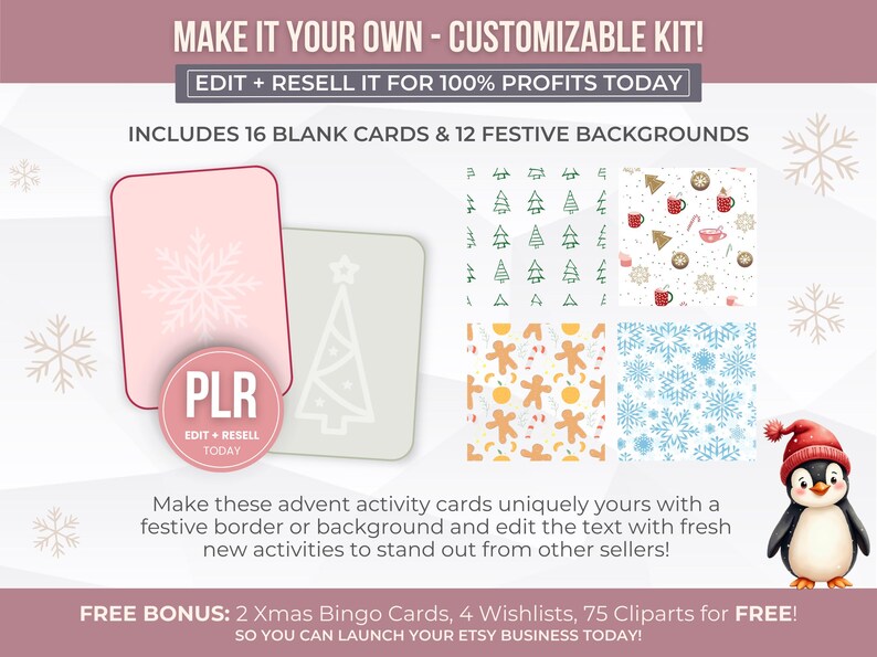 PLR Editable Advent Activity Cards Canva Template, Christmas Activity ...