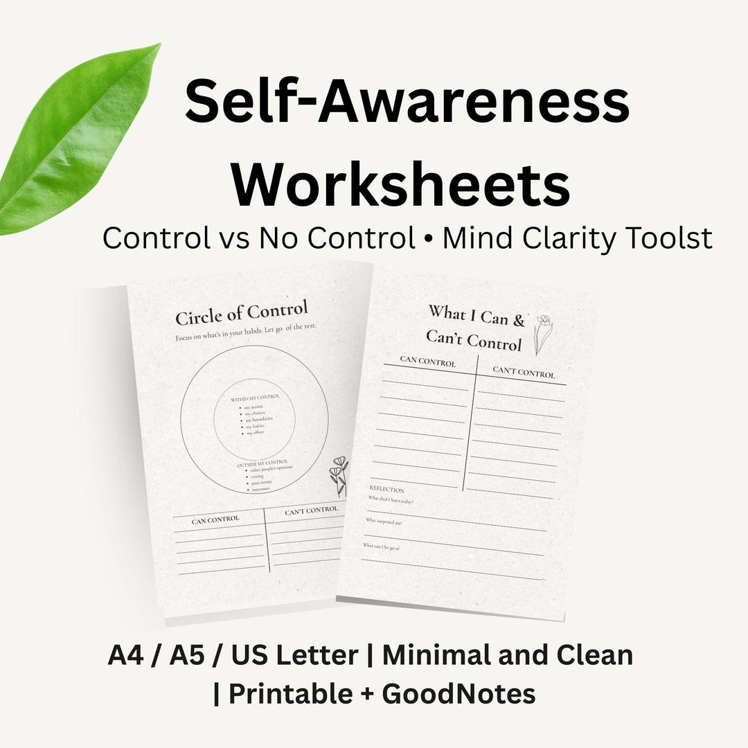 Self Awareness Worksheets | Control Vs No Control, Mental Clarity ...