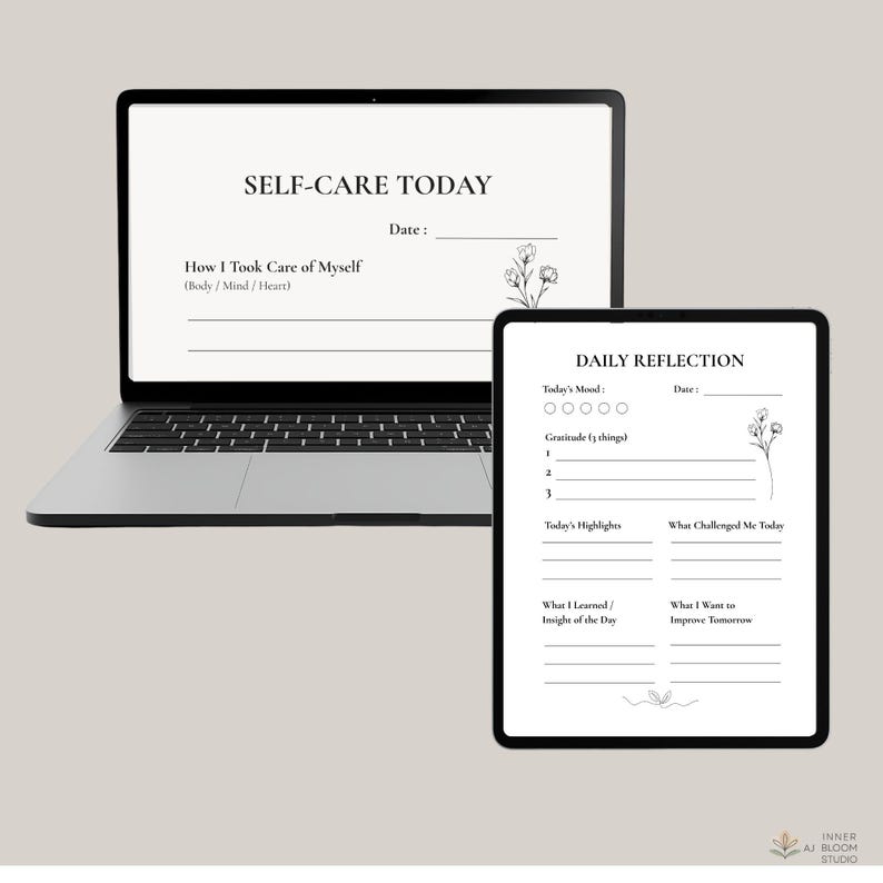 Self-care Printable Pack | Minimalist Wellness Worksheets | Daily ...