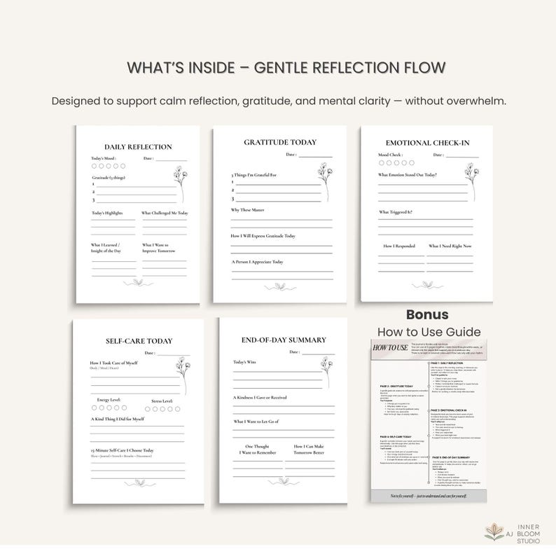 Self-care Printable Pack for Overwhelmed Minds | Gentle Reflection ...
