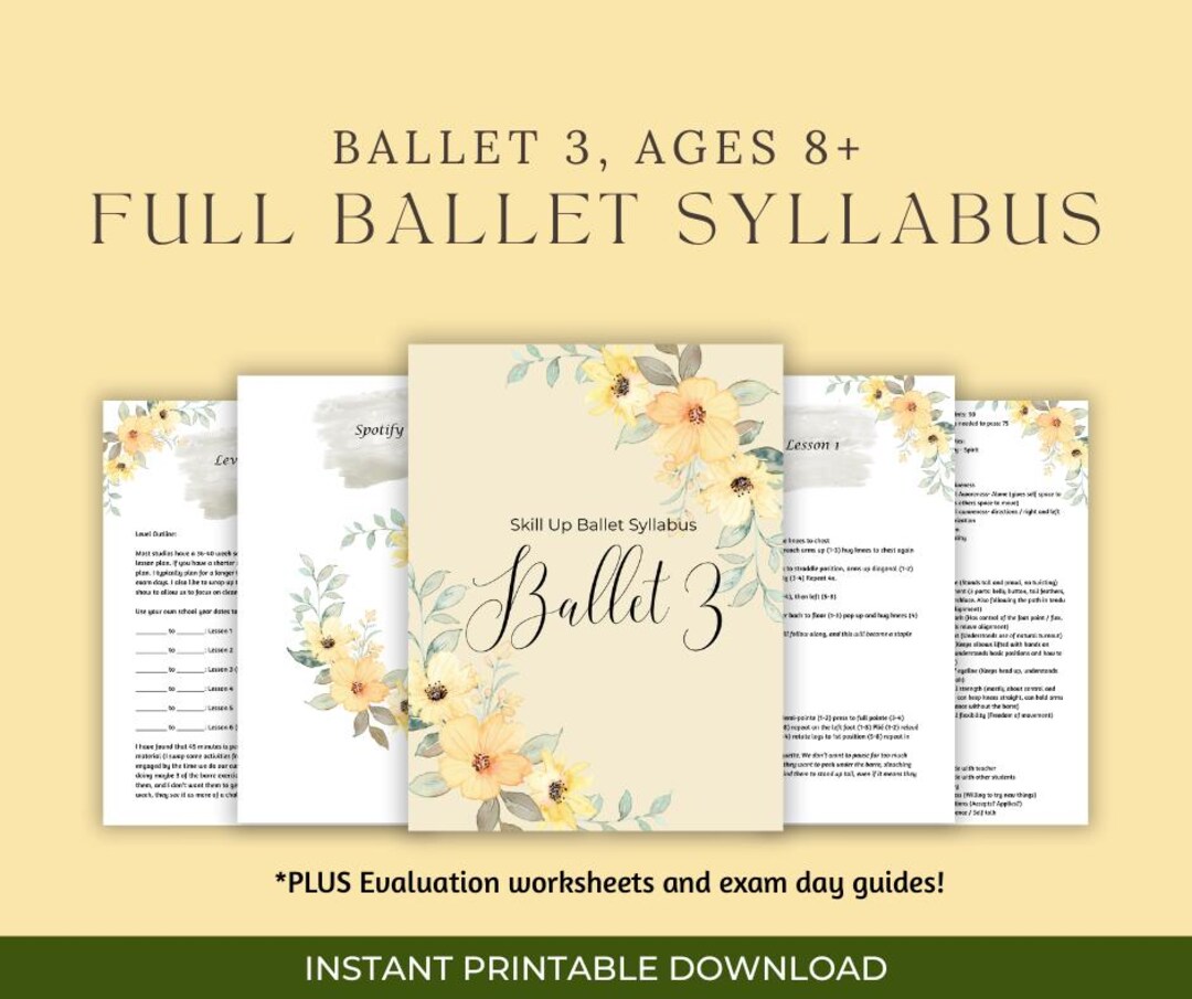 Full Syllabus Ballet 3 (8+), Lesson Plans, Skill Cards, Guides ...