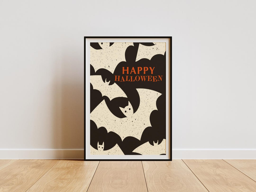 Happy Halloween Bats Printable Poster - Etsy