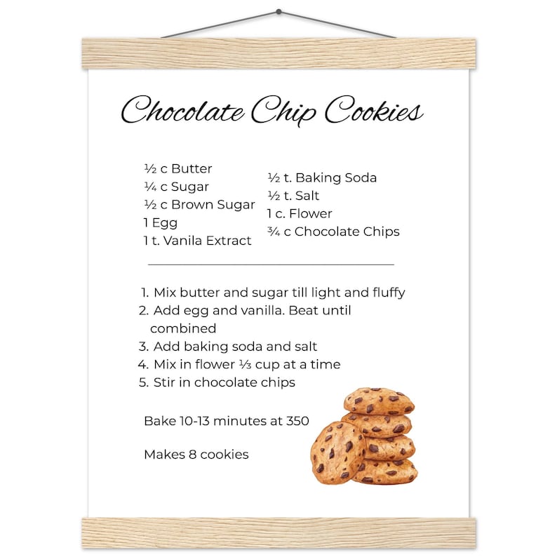 Printable Cookie Recipe – Rustic Chocolate Chip Kitchen Decor - Etsy
