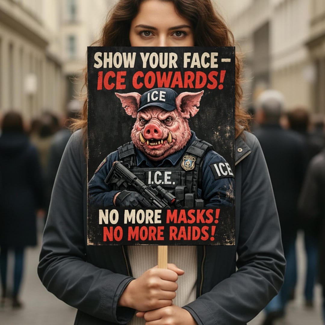 Show Your Face ICE Cowards Protest Sign, Abolish Ice, Anti Trump Rally ...