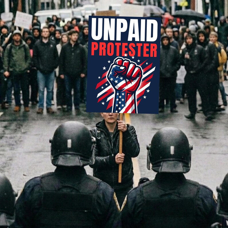 Unpaid Protester Anti Trump Protest Sign No Kings Rally Poster ...