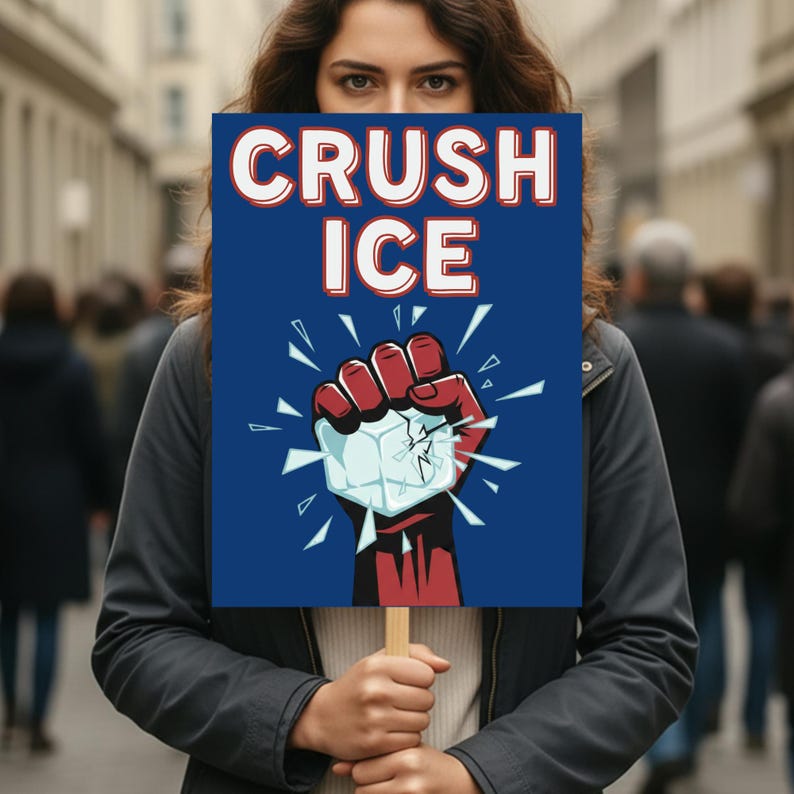 Crush ICE Protest Sign, Abolish ICE, Chinga La Migra Immigration Poster ...