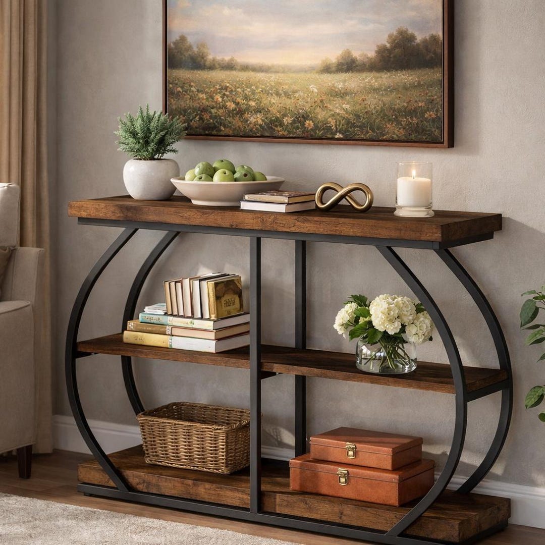 Industrial Arched Metal Frame Console Table, 3-tier Entryway Shelf - Etsy