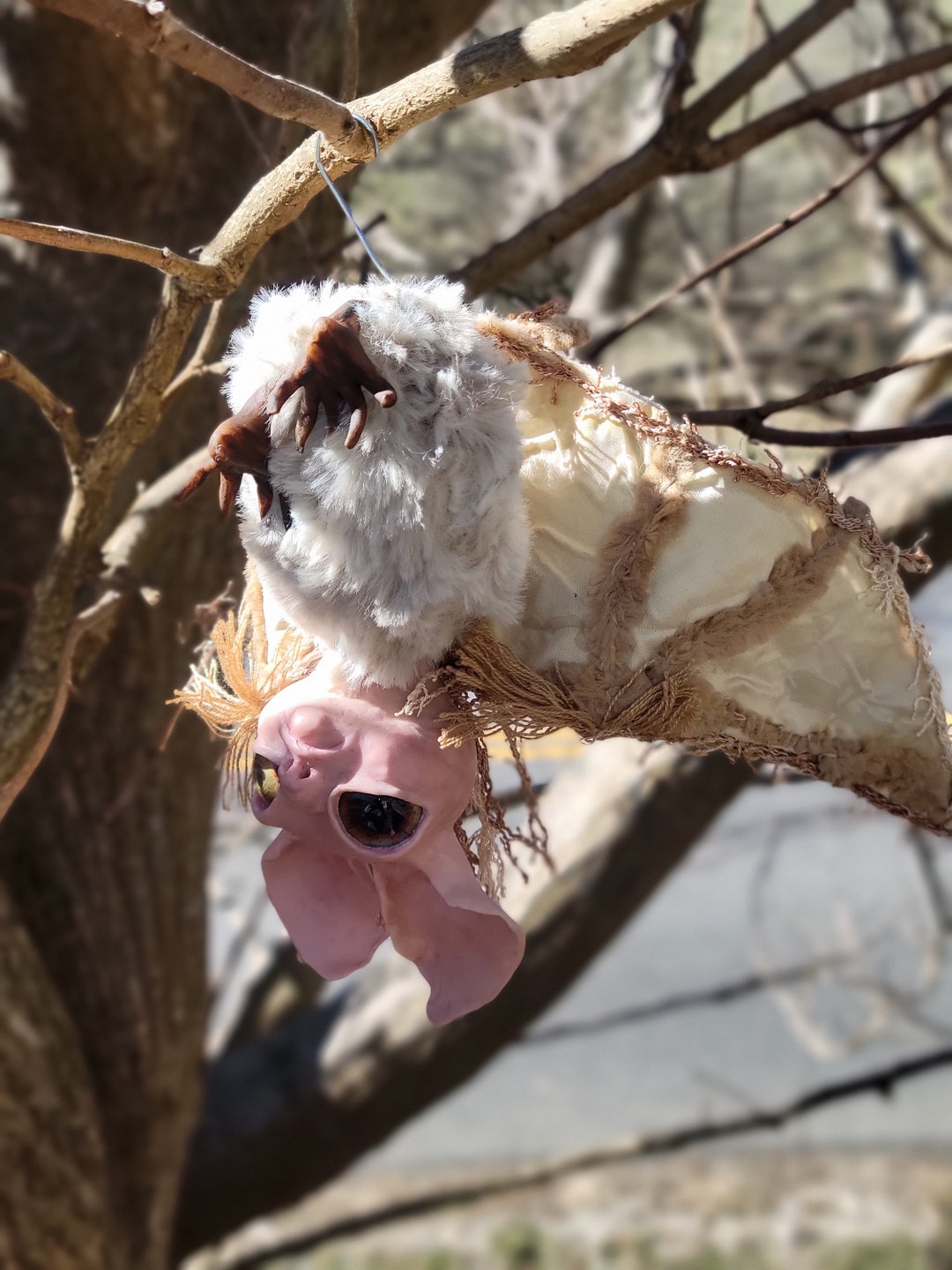 Albino Bat Teddy, Sculpture, Textile Taxidermy, Soft Sculpture, Plush ...