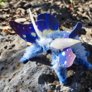 Blue Moth Faux Entomology Sculpture, Plush Figure, Insect Doll, OOAK - Etsy