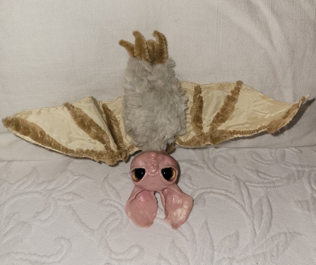 Albino Bat Teddy, Sculpture, Textile Taxidermy, Soft Sculpture, Plush ...