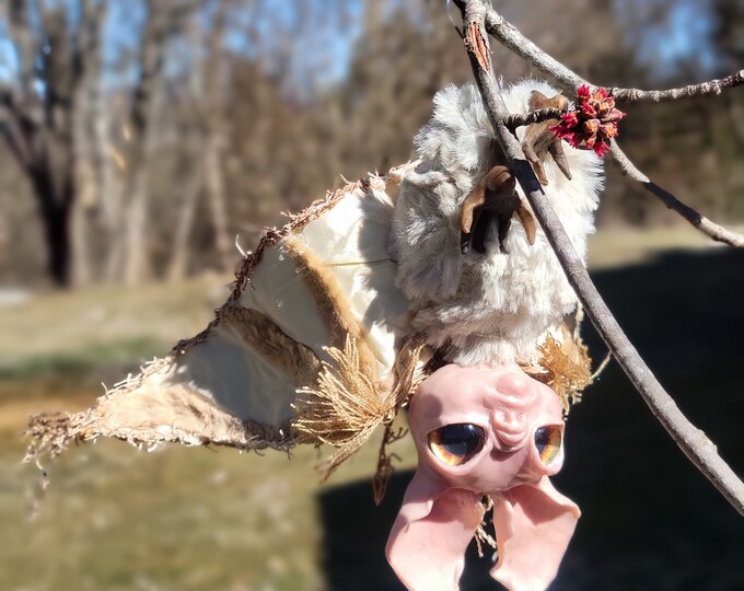 Albino Bat Teddy, Sculpture, Textile Taxidermy, Soft Sculpture, Plush ...
