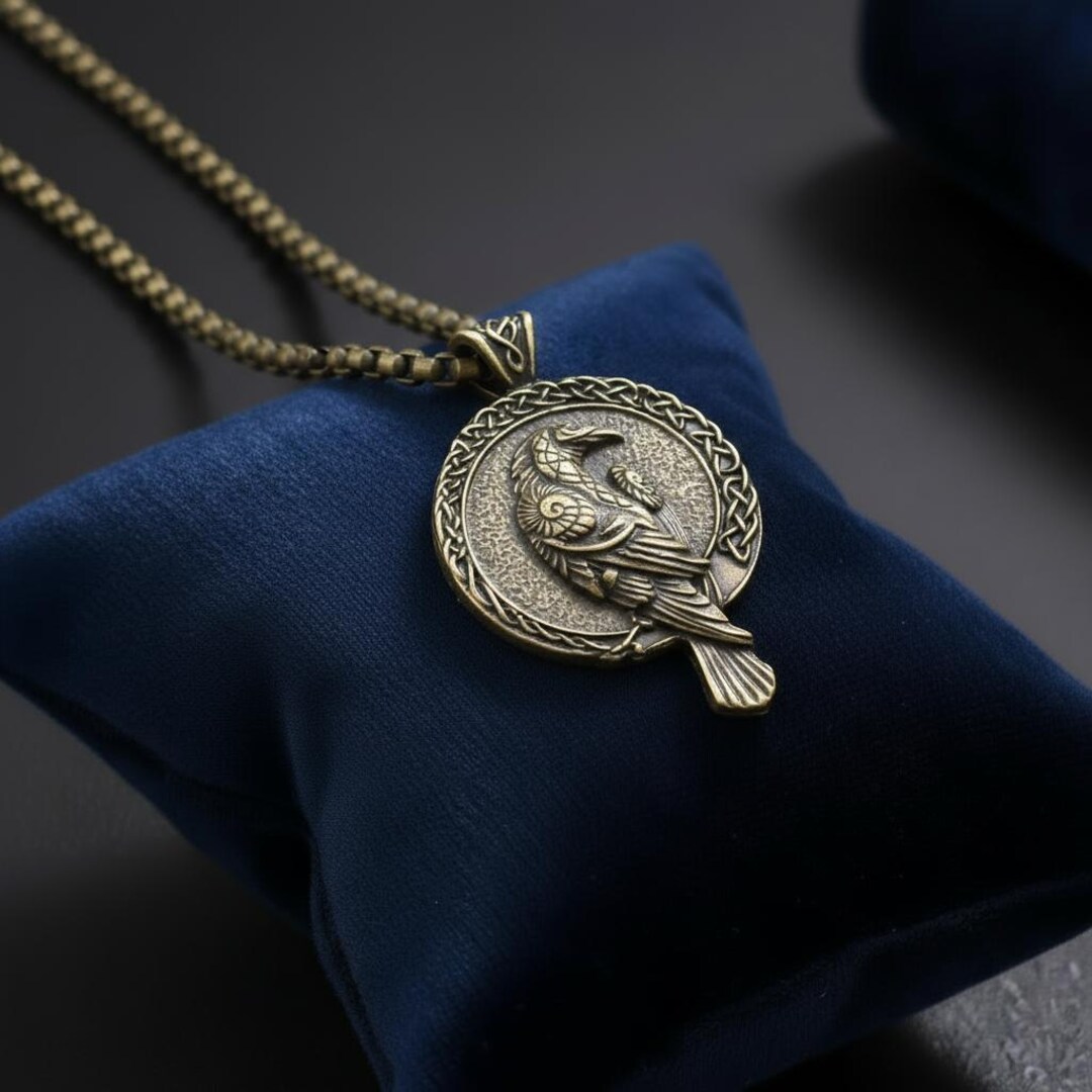 Gothic Raven Pendant, Viking Raven Coin Pendant, Norse Raven Pendant ...