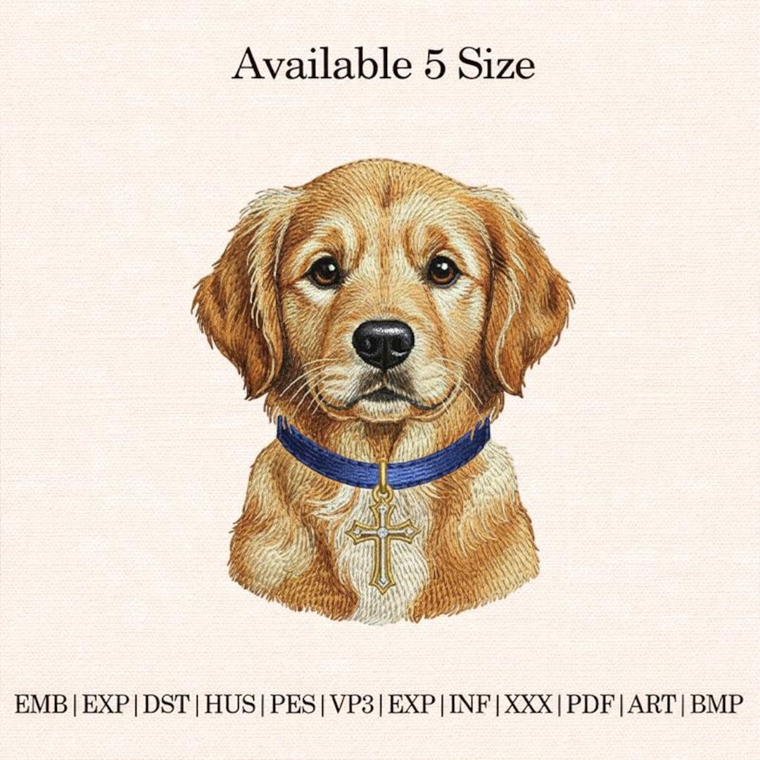 Christian Dog Embroidery Design, Faith Puppy With Cross, Religious Pet ...
