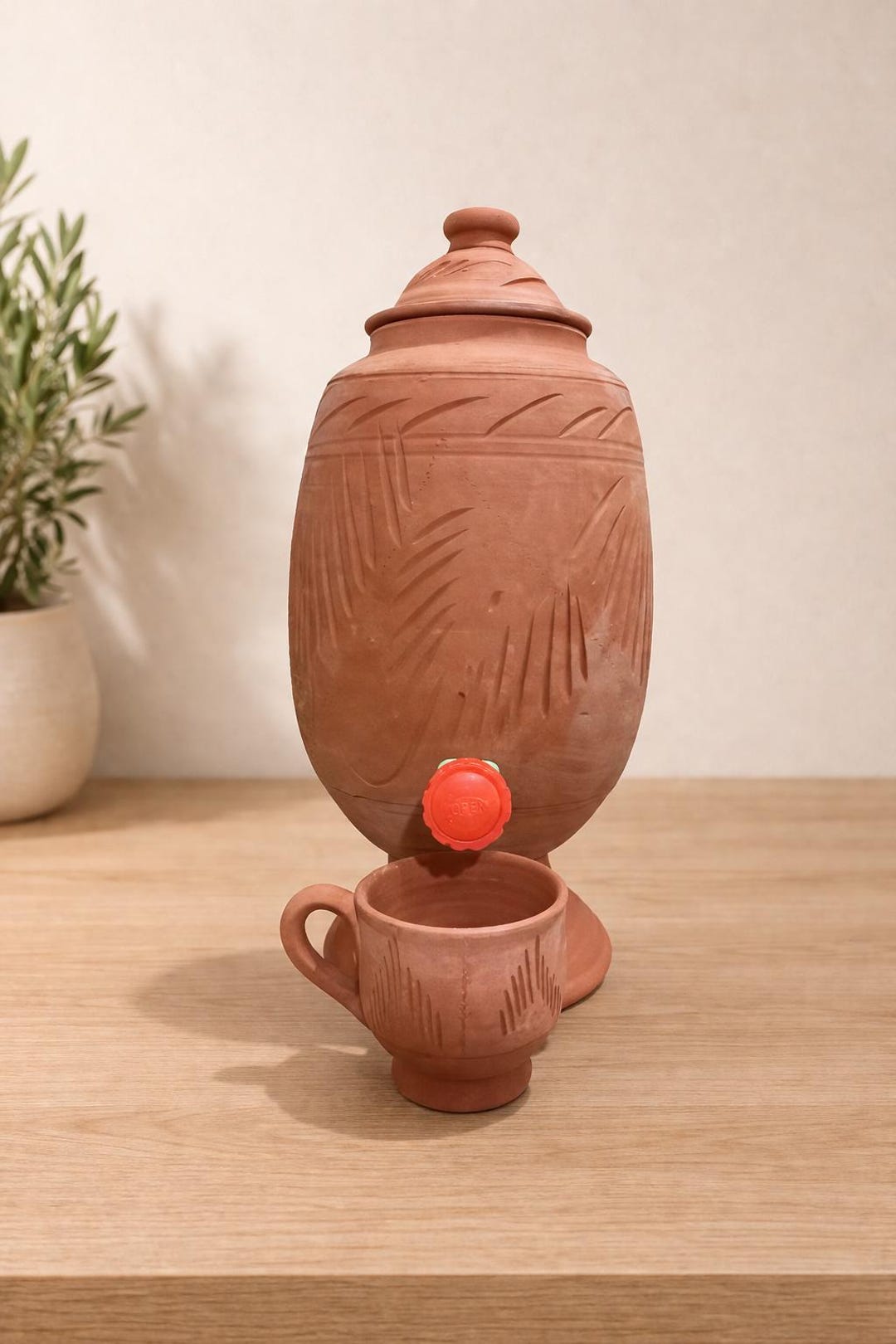 Handmade Moroccan Clay Water Dispenser (tbougalt) – Natural Terracotta ...