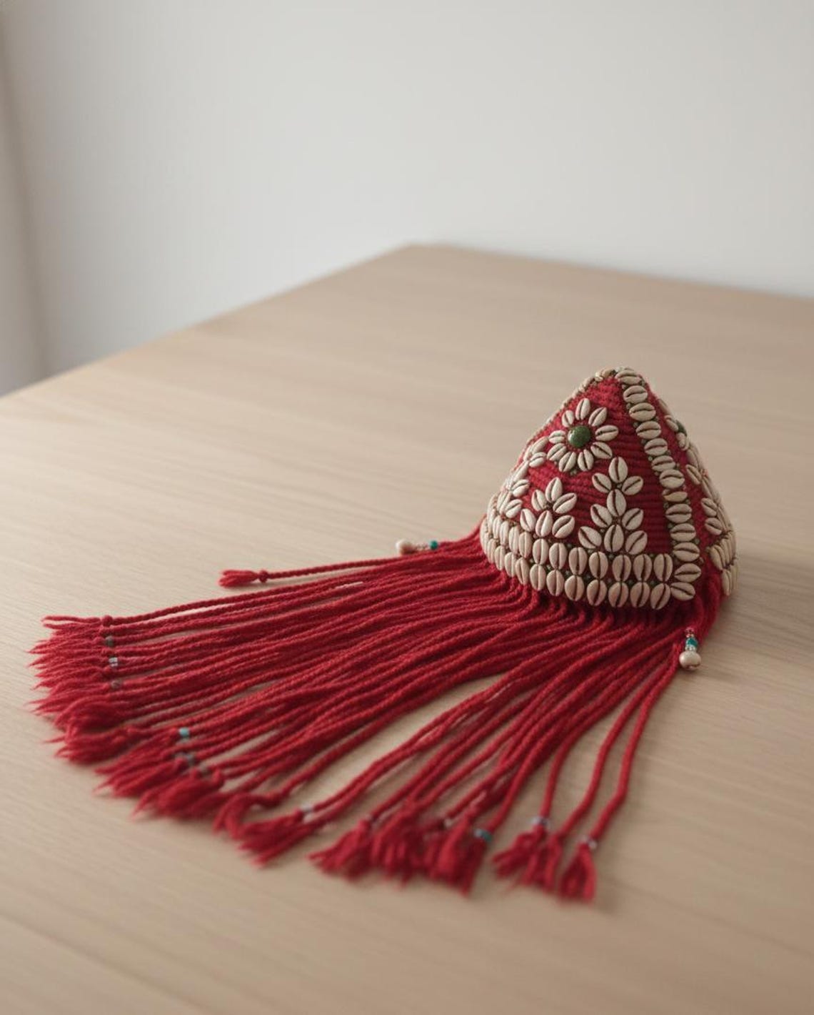 Handmade Gnawa Hat With Red Tassels | Traditional Moroccan Headdress ...
