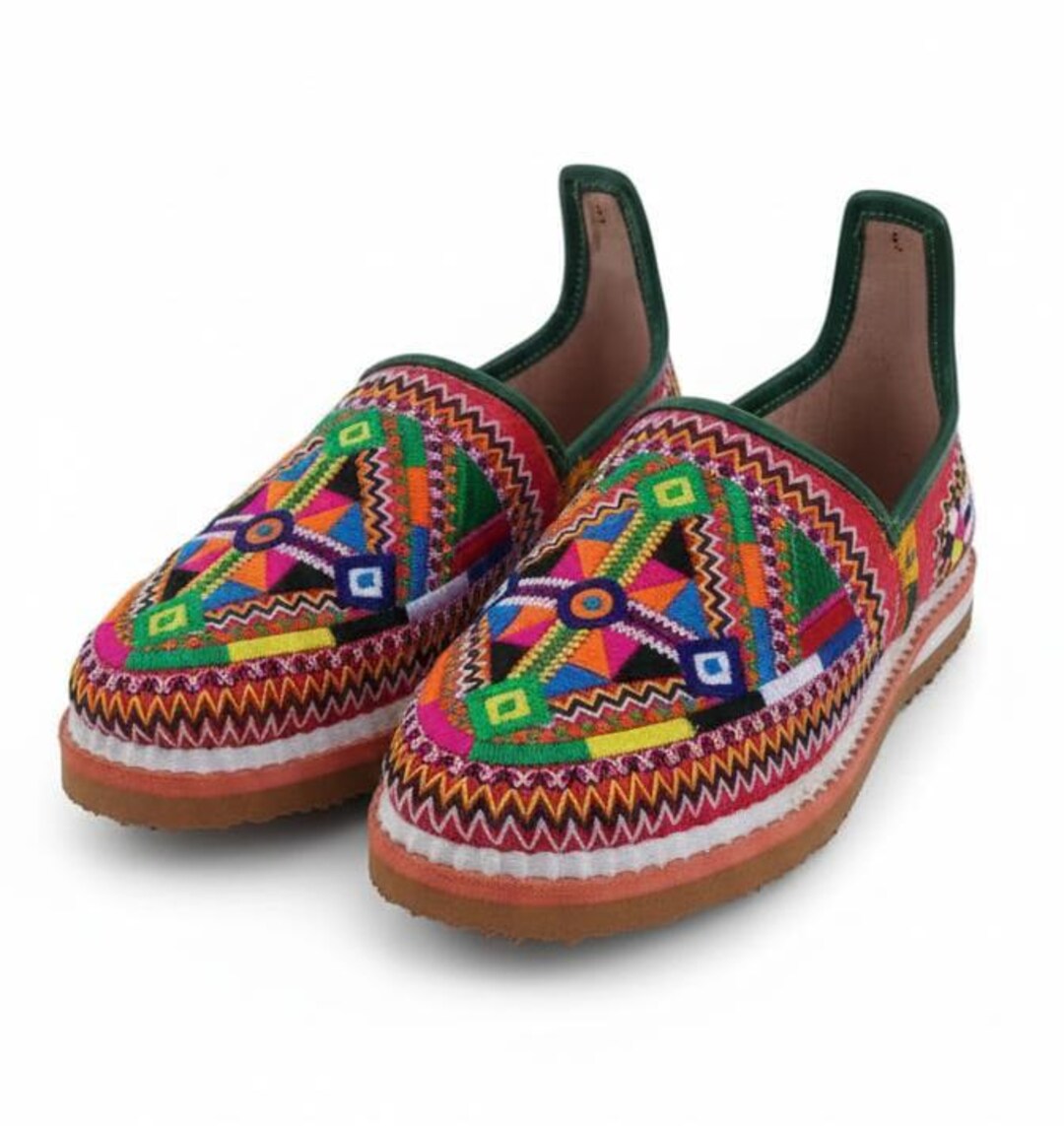 Babouches marocaines multicolores en cuir de mouton, chaussons Belgha ...
