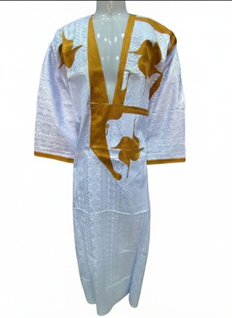 Handmade Moroccan Sahrawi Dara’a – Bazin Robe With Gold Embroidery ...
