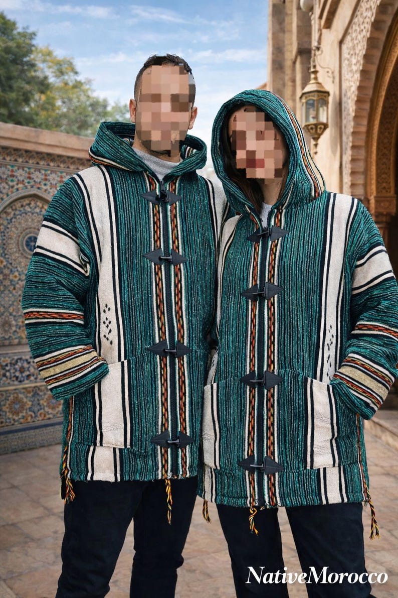 Authentic Moroccan Hooded Jacket – Unisex Handmade Winter Qachaba ...