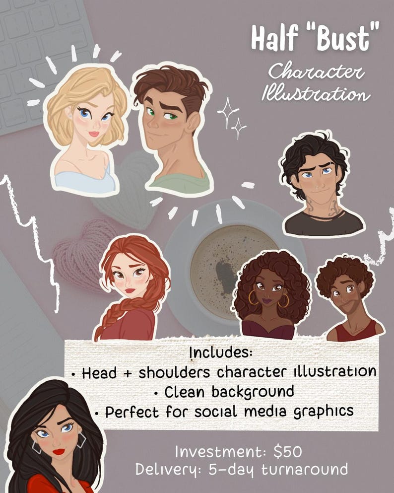 Custom Character Illustration | Hand-drawn Book Character Art (digital ...