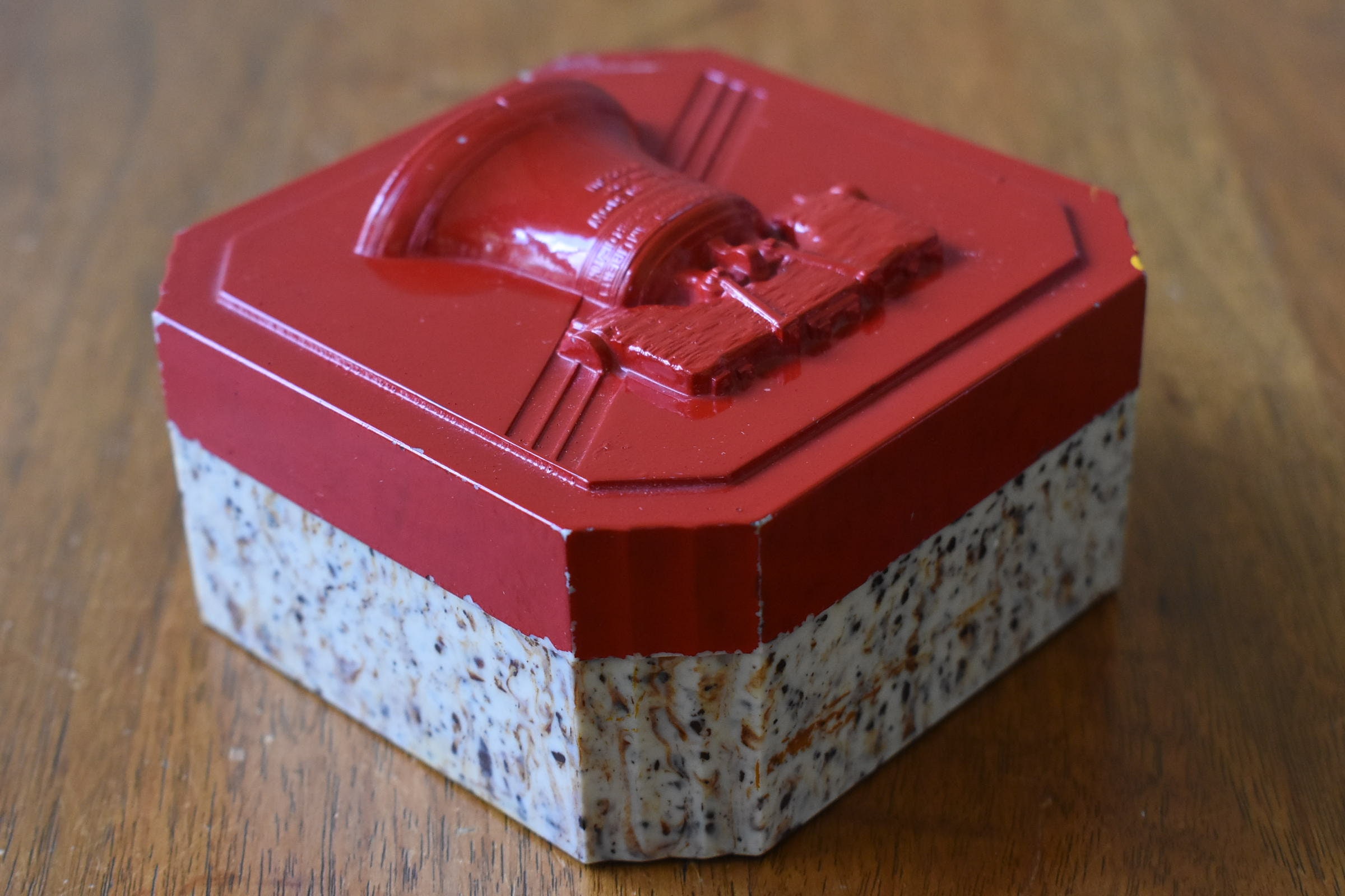 Vintage Hickok Liberty Bell Trinket Box Speckled Lucite Red Lid 1950's ...