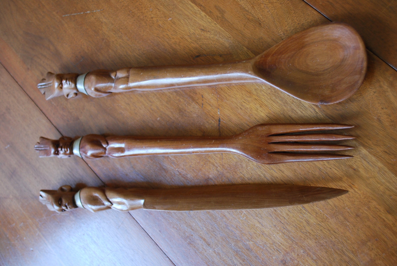 Vintage Large Hand Carved Utensil Set - Tribal Art - Boho - 1960's ...